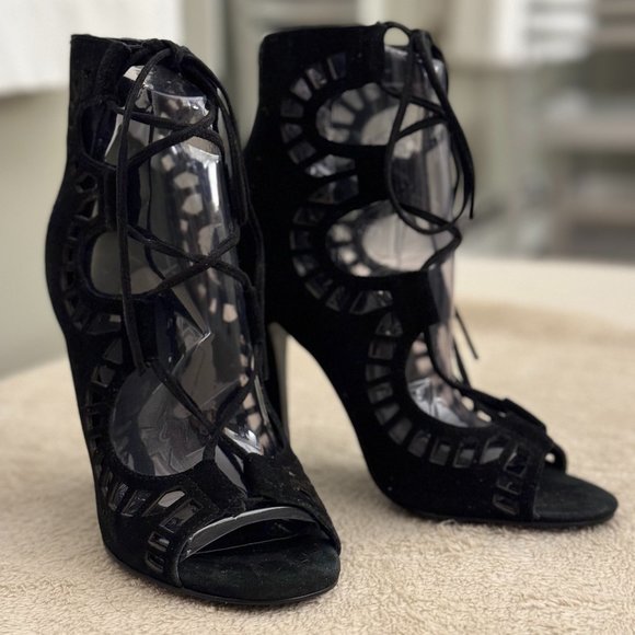 Modern Vice | Shoes | Black Suede High Heel 7m Modern Vice 4in Cutout ...